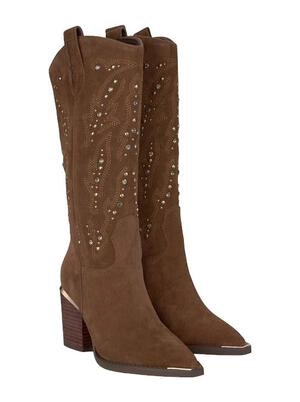 ALMA EN PENA Studded Heeled Boot Stones - Camel