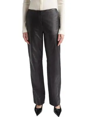 TOTEME Easy Leather Trousers - Black