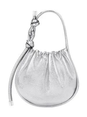 BEHNO Ina Mini Potli Metallic Leather Bag - Silver