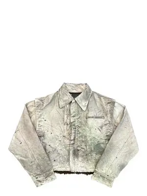 SEKRIT Chopper Paint-splatter Denim Jacket - Grey
