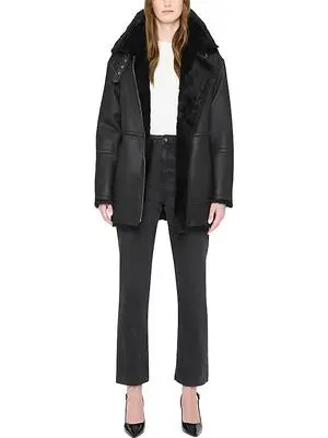 HISO Jill Reversible Shearling Jacket - Jet Cracked Matte Rasado