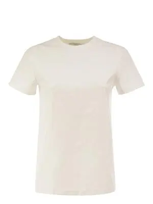 Max Mara Mxmpanfilo Stretch Cotton T-shirt With Tonal Logo - White