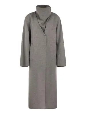 Sportmax Sportmax Women Spsassenso - Long Virgin Wool Coat With High Neck Gray