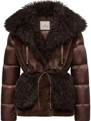 Moncler Drawstring Faux Fur Puffer Coat - No