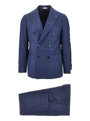 BRERAS Novara' Prince Of Wales Tailored Suit - Blue