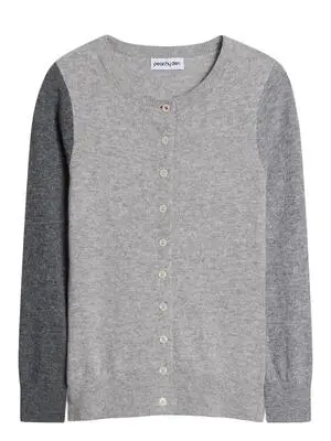PEACHY DEN Colourblock Cardigan - Greyscale
