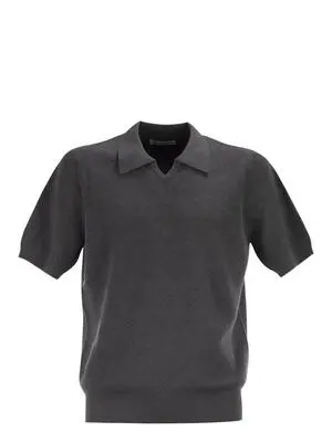 Brunello Cucinelli Cotton Rib Knit Polo Shirt - Multicolor