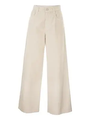 BRUNELLO CUCINELLI Brunello Cucinelli Women Relaxed Trousers In Dyed Denim With Jewellery+