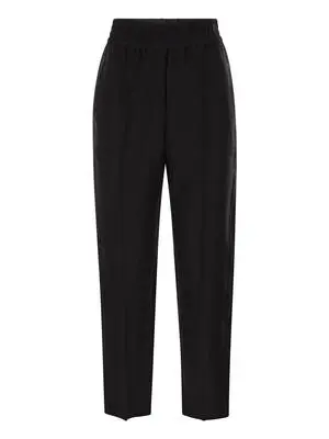 Brunello Cucinelli Baggy Pull-up Trousers In Viscose And Linen Fluid Twill - Black