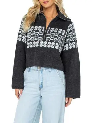 Roxy Cedar Grove Quarter Zip Sweater - Phantom
