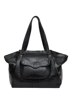 AIMEE Downtown Leather Tote - Black Crinkle