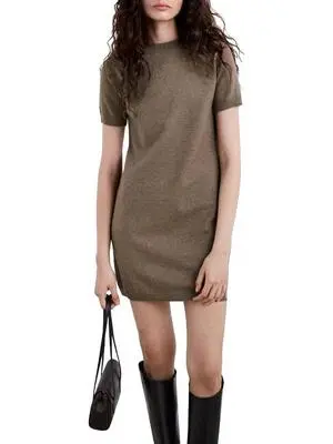 Mango Nekanu Crewneck Fine Knit Minidress - Medium Brown