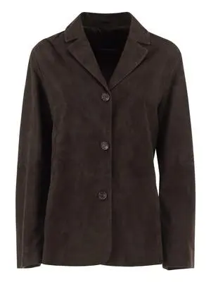 Max Mara Smmancora Single-breasted Suede Jacket - Brown