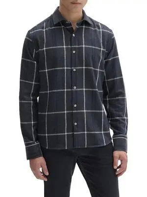 Robert Barakett Jakin Windowpane Button Front Shirt - Graphite