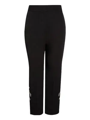TAHARI ASL Crystal Embellished Straight Leg Pants - Black