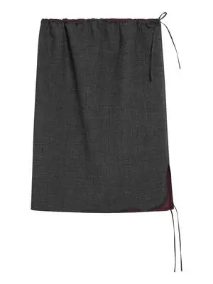 Prada Slate/garnet Midi Skirt In Bonded Devore Matting - Gray