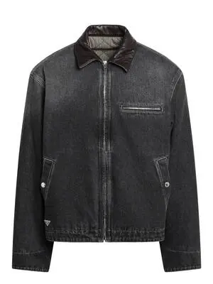 Prada Zip-up Denim Jacket With Vintage Effect - Black