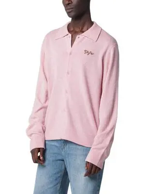 Séfr Shirt-style Cardigan In Wool Blend - Pink