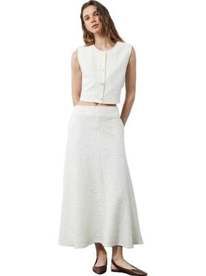 Koton Maxi Flared Skirt - Ecru
