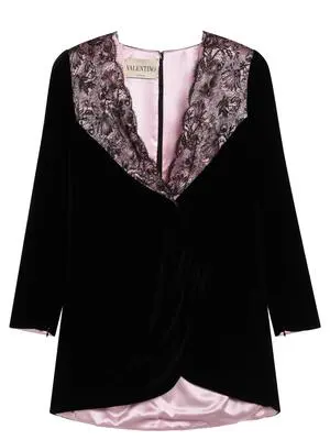 Valentino Garavani Short Velvet Dress With Lace - Black