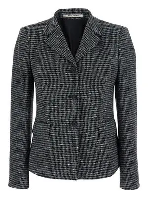 Tagliatore Tagliatore Daria Slim Single-Breasted Check Jacket With Notched Lapels Grey
