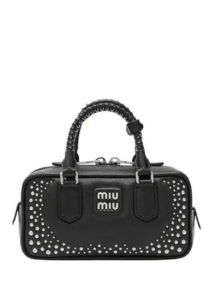 Miu Miu Arcadie Studded Leather Bag - Black