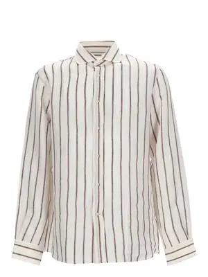 Brunello Cucinelli Linen Shirt With Signature Craftsmanship - Multicolour