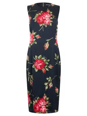 Dolce & Gabbana Dolce & Gabbana Floral Fitted Sleeveless Midi Dress Black