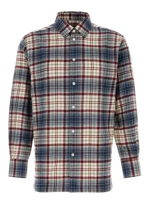 WILLY CHAVARRIA Embroidered Wool Flannel Shirt For - Checked