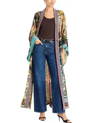 Johnny Was Aziza Long Silk Reversible Kimono - Solana Patchwork