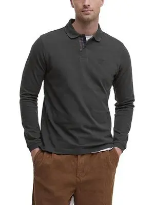 Barbour Essential Cotton Plaid Placket Polo Shirt Forest