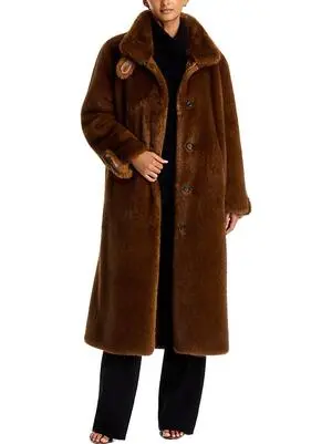 MILLY Gia Faux Fur Coat - Camel