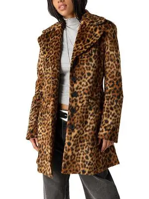Free People Delancy Print Faux Fur Coat - Leopard
