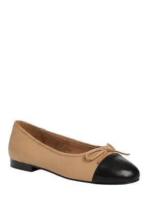 Steve Madden Kit Bow Cap Toe Ballet Flats - Black/natural