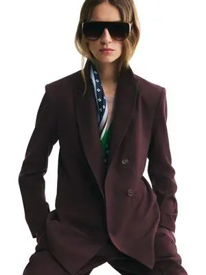 H&M Double-breasted Casual Blazer - Dark Brown