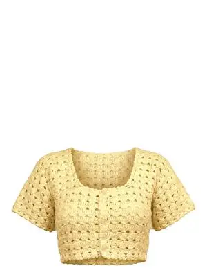 ANA CHIC Butter Openwork Handmade Crochet Top