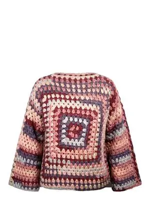 ANA CHIC Granny Square Handmade Crochet Jumper In Rose
