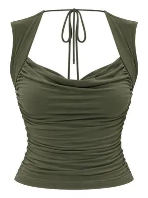 MONICE LONDON Anise Backless & Bra Friendly Top - Khaki Green