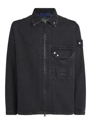 Stone Island Denim Zip-up Overshirt - Black