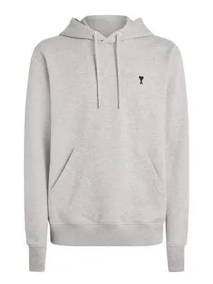 AMI Paris Cotton Embroidered Ami De Coeur Hoodie Grey