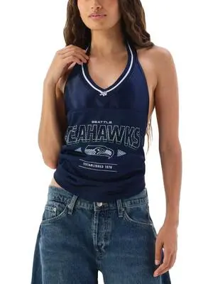 OFF SEASON Jersey Halter Top - Navy