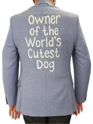 THE DIVINE REBEL COLLECTIVE Worlds Cutest Dog Light Blue Blazer - Light-blue
