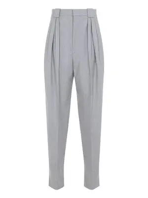 Bottega Veneta Compact Wool Tapered Pants - Gray