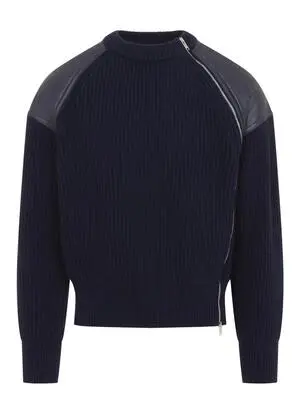 Bottega Veneta Patch Leather Sweater - Blue