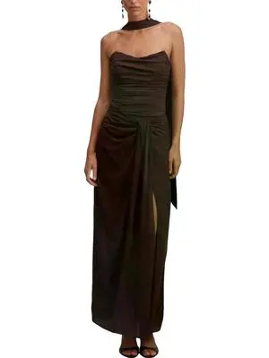 EVER NEW Arli Strapless Ruched Maxi Dress Brown