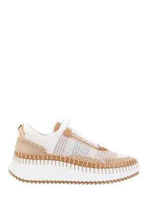 Chloé Nama Sneaker In Lower-impact Mesh - Brown