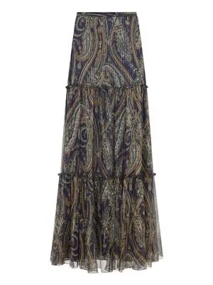 Etro Long Silk Skirt - Blue