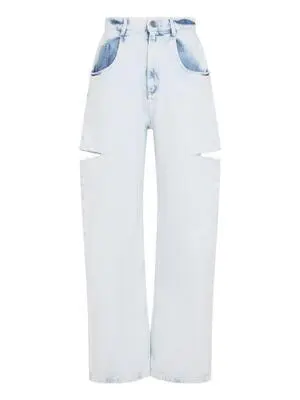 MAISON MARGIELA Cutout Denim Trousers - Blue