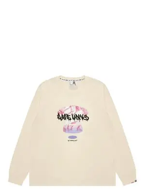 AAPE Unvs Moonface Long Sleeve Tee 'ivory/white - Cream