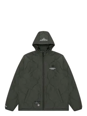 AAPE Moonface Patch Hooded Quilted Jacket 'khaki/grey - Tan